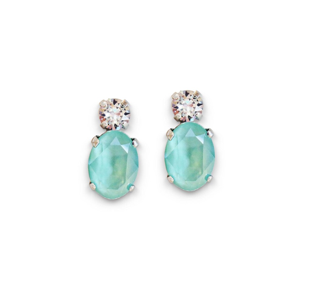 Swarovski Crystal Stud and Drop Oval Fancy Stone Earrings,mint Green ...
