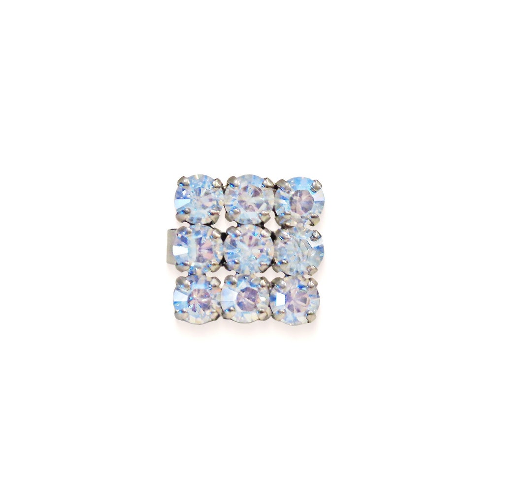 Swarovski Crystal Square Fancy Stone Ring Crystal Moonlight ,size 6-9US ...