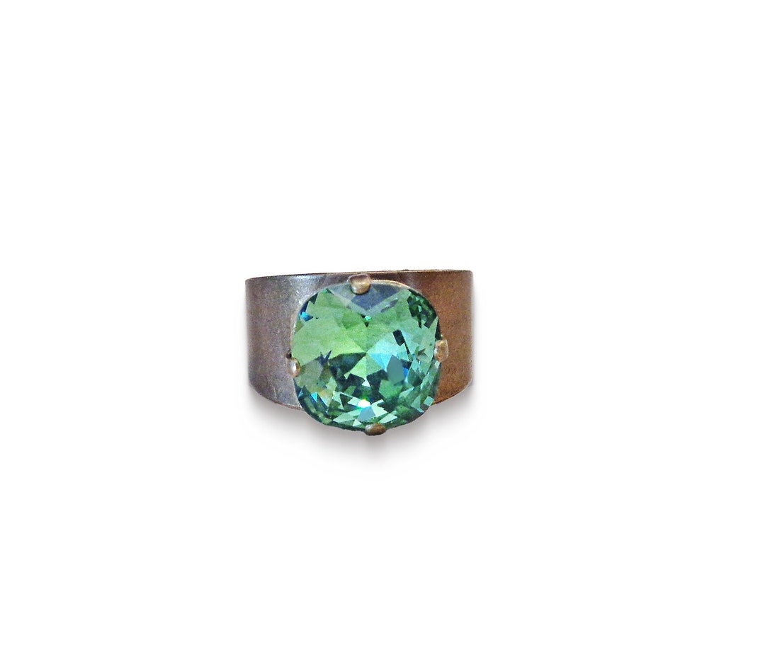 Swarovski Crystal 12mm Fancy Square Stone Ring Crystal Erinite ...