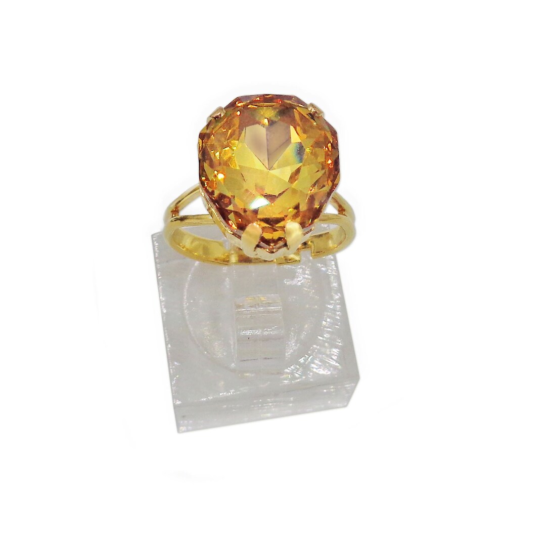 Swarovski Crystal 14mm Majestic Fancy Stone Ring Golden Topaz,yellow ...