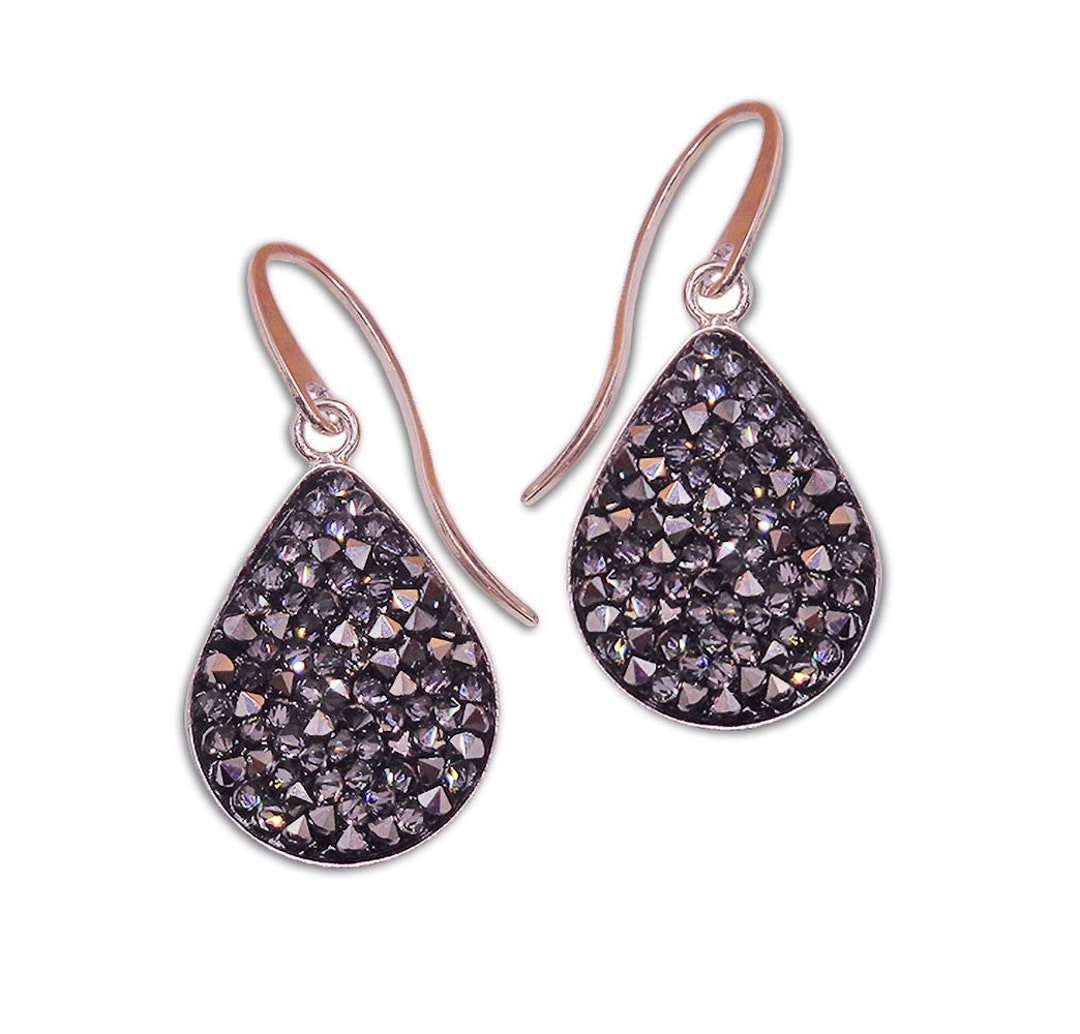 Swarovski Crystal Fine Crystal Rocks Drop Earringsnoir AB - Etsy