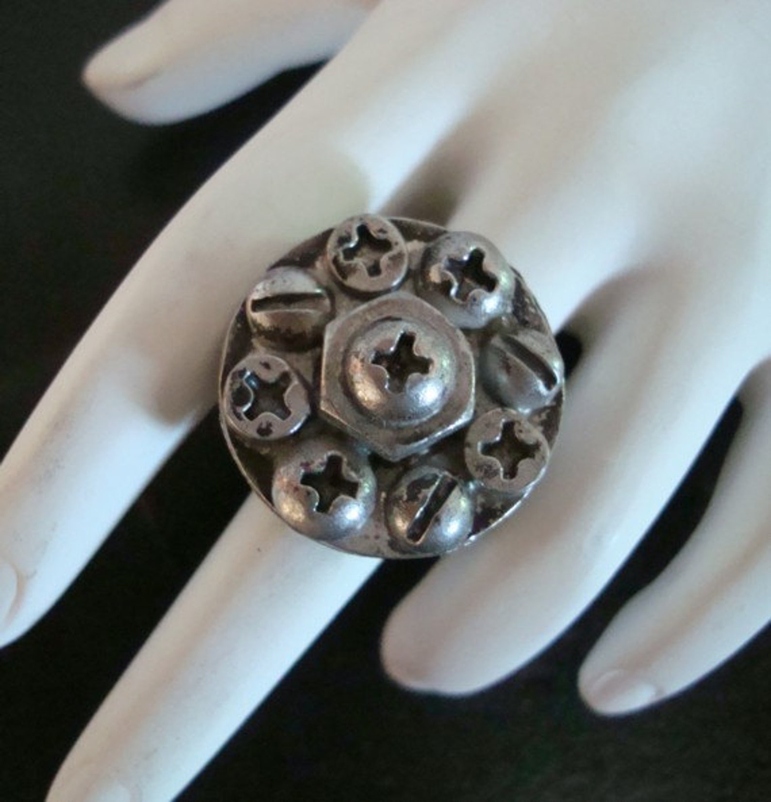 Steampunk Ring Industrial Findings Screws Silver Ox USA - Etsy