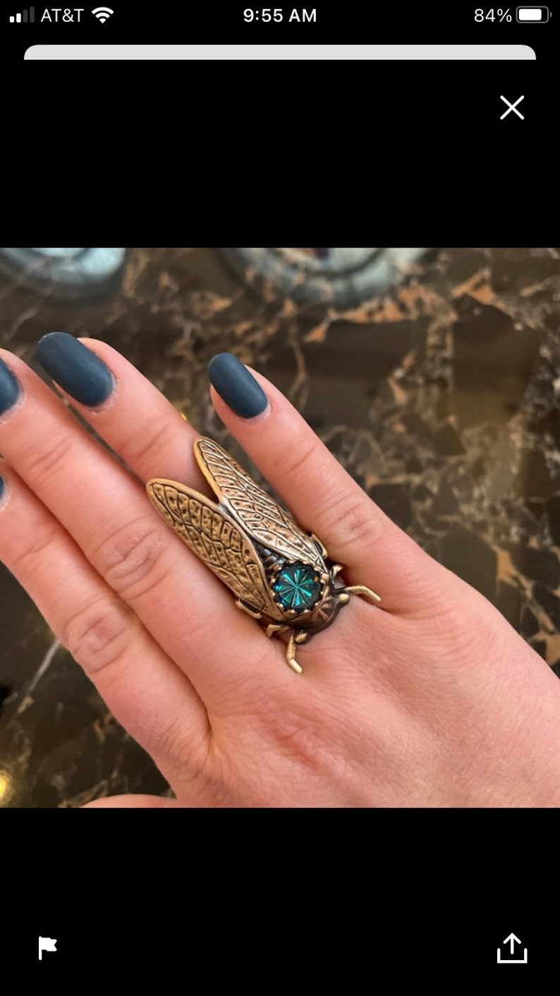 Cicada Bug Ring Custom Handmade With Iridescent Dragon Skin - Etsy