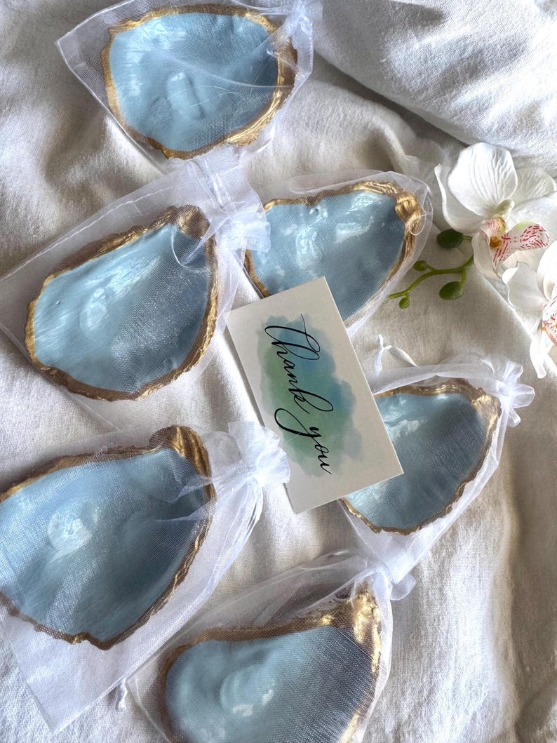 Blue Oyster Shell Ring Dish: Handmade Wedding Favor - Etsy