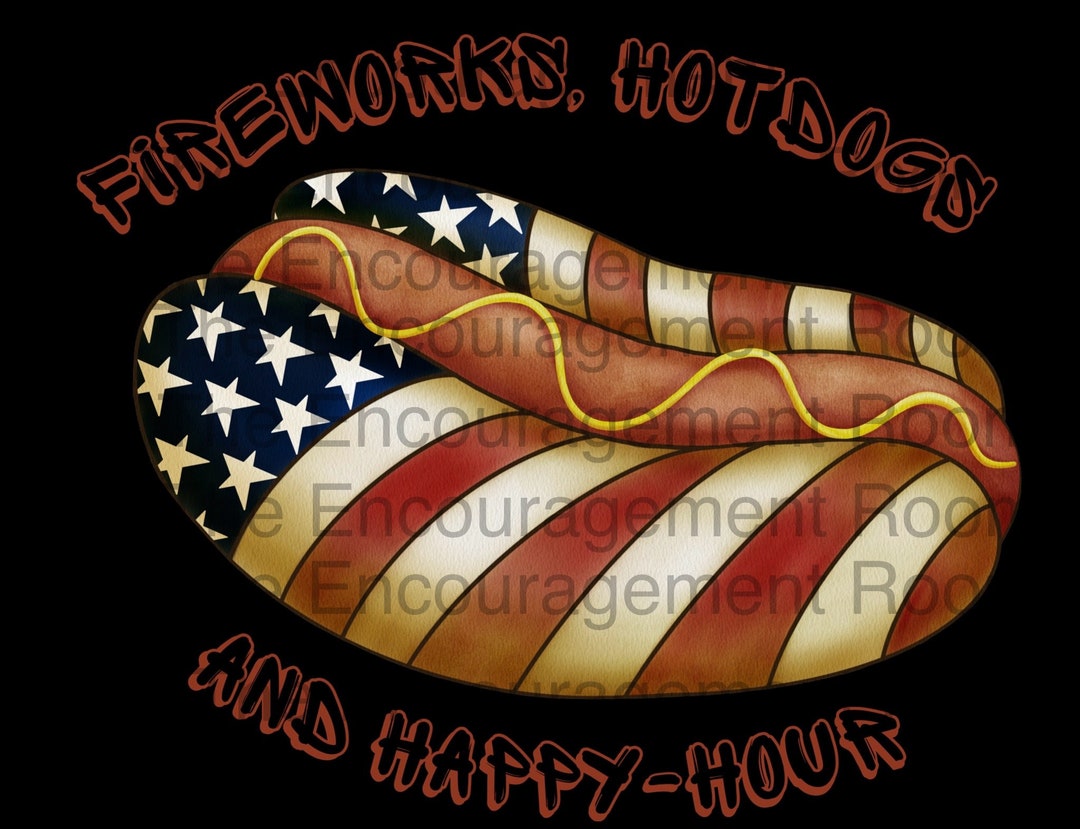 Hot Dog, Fireworks, Flag, Digital, Png Only, - Etsy