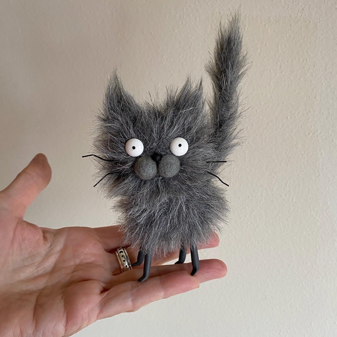 Scaredy Cat Spooky Halloween Kitty in Grey Made to Order - Etsy