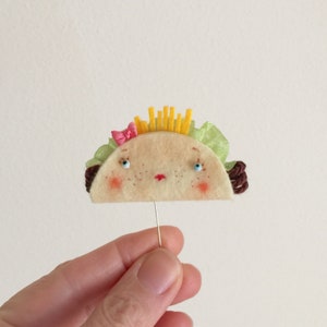 Taco Girl Brooch or Toy With or Without Pin Back MADE TO ORDER - Etsy