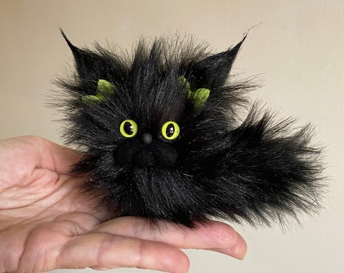 Floof the Fluffy Black Cat MADE TO ORDER - Etsy