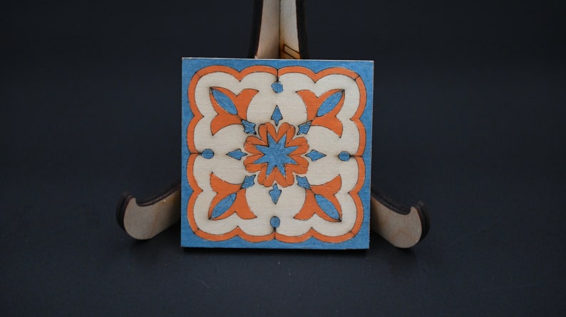 Geometric Turkish Tile Inspired Hand-painted Wood Coasters Set of 6 - Etsy