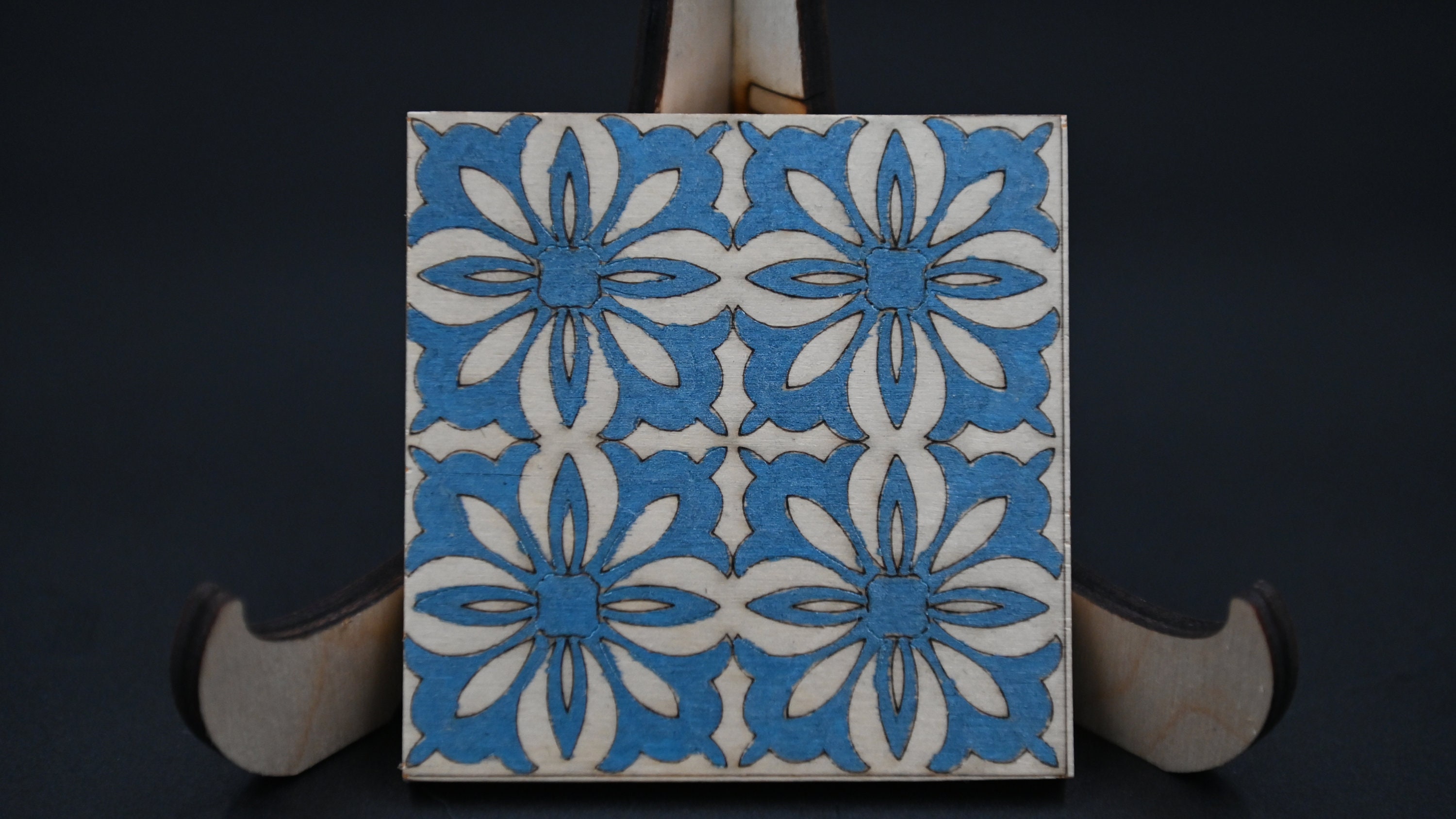 Geometric Turkish Tile Inspired Hand-painted Wood Coasters Set of 6 - Etsy
