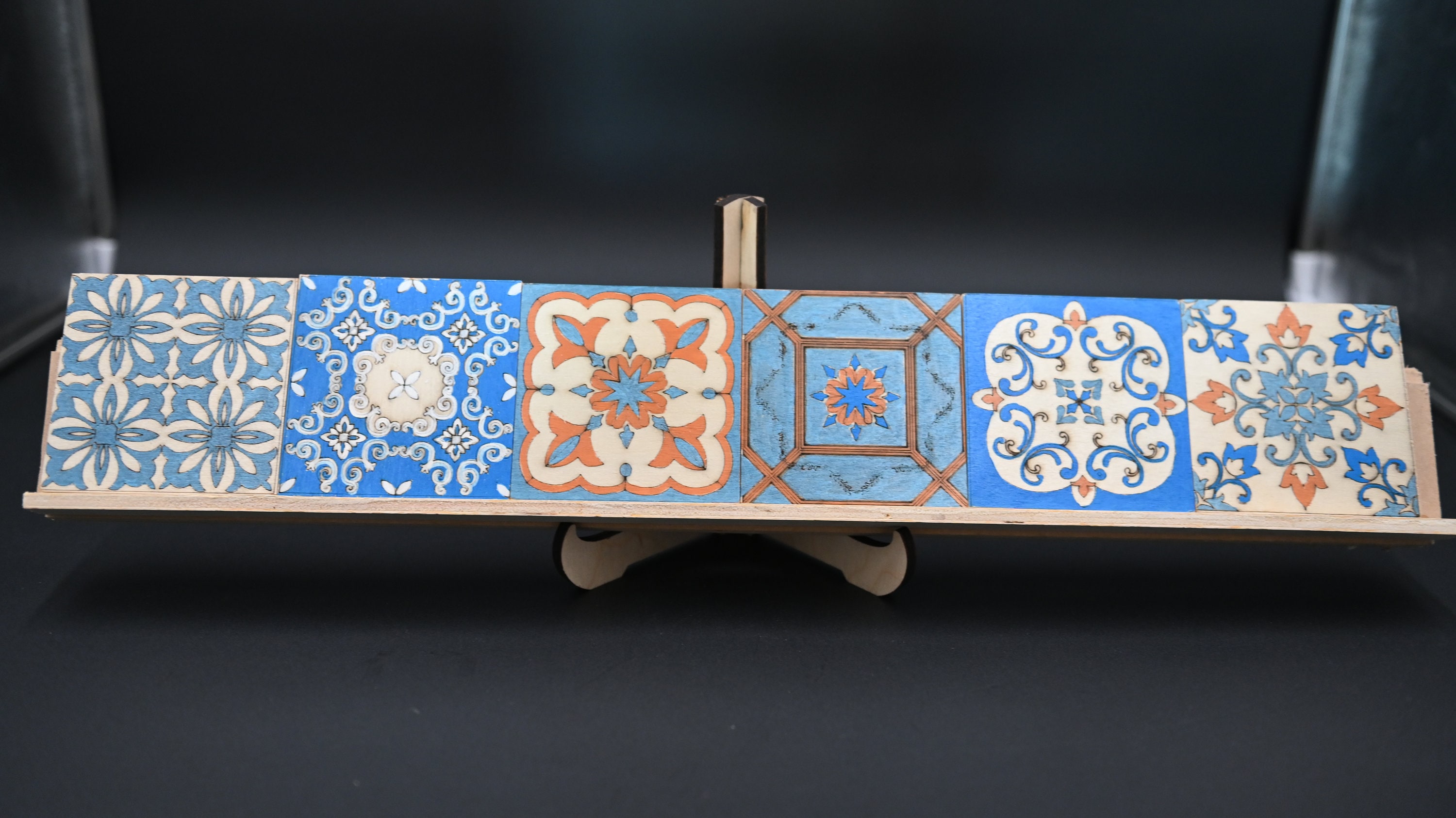 Geometric Turkish Tile Inspired Hand-painted Wood Coasters - Set of 6 ...