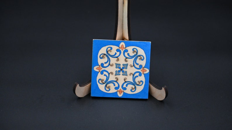Geometric Turkish Tile Inspired Hand-painted Wood Coasters Set of 6 - Etsy