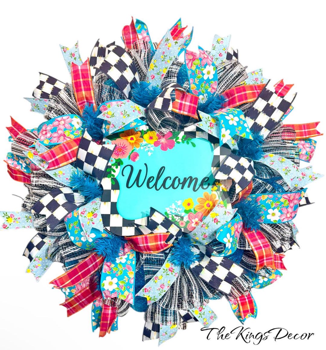 Welcome Wreath, Summer Wreath, Spring Wreath, Summer Decor, Spring ...