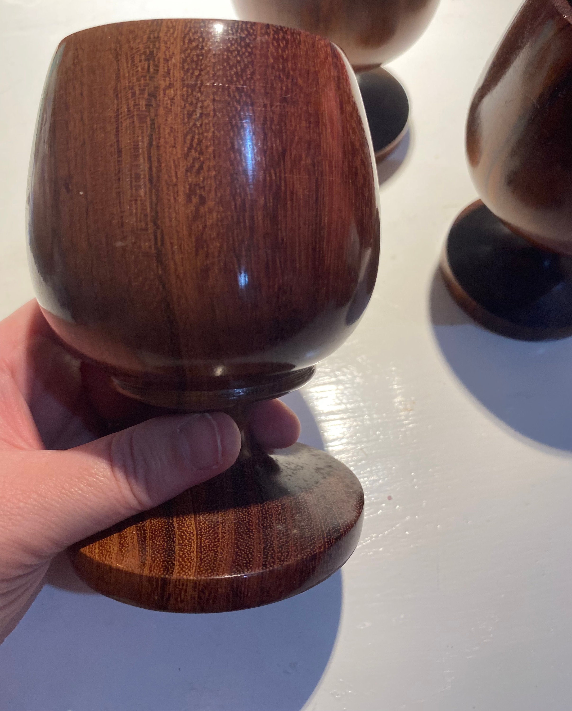 Wood, Hand Turned, Goblets, Set of Three, Multi Toned - Etsy