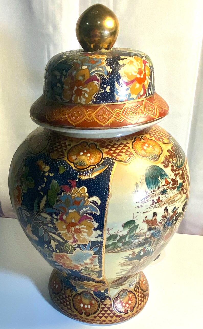Large Vintage Asian Ginger Jar With Lid - Etsy