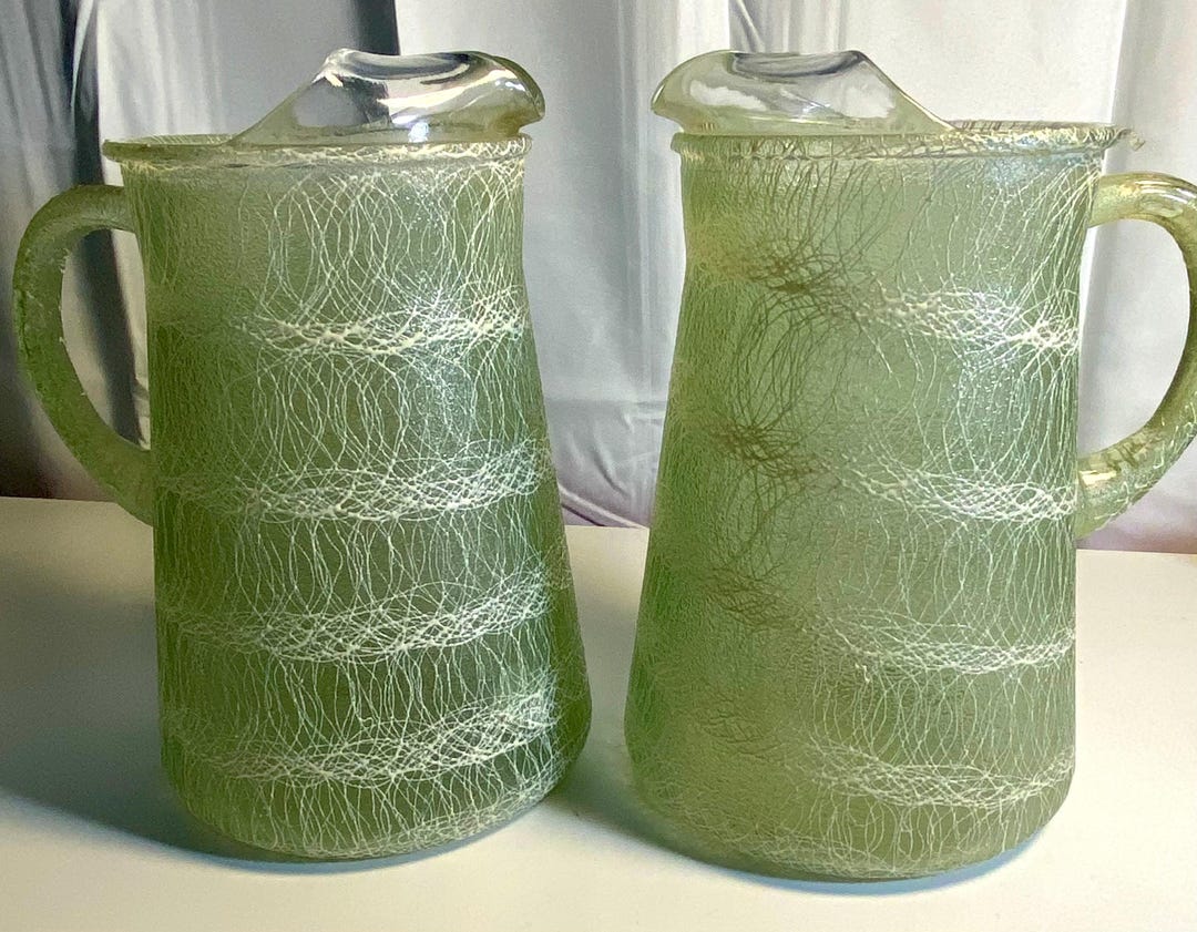 Vintage Spaghetti String Glass Pitchers, Set of Two - Etsy