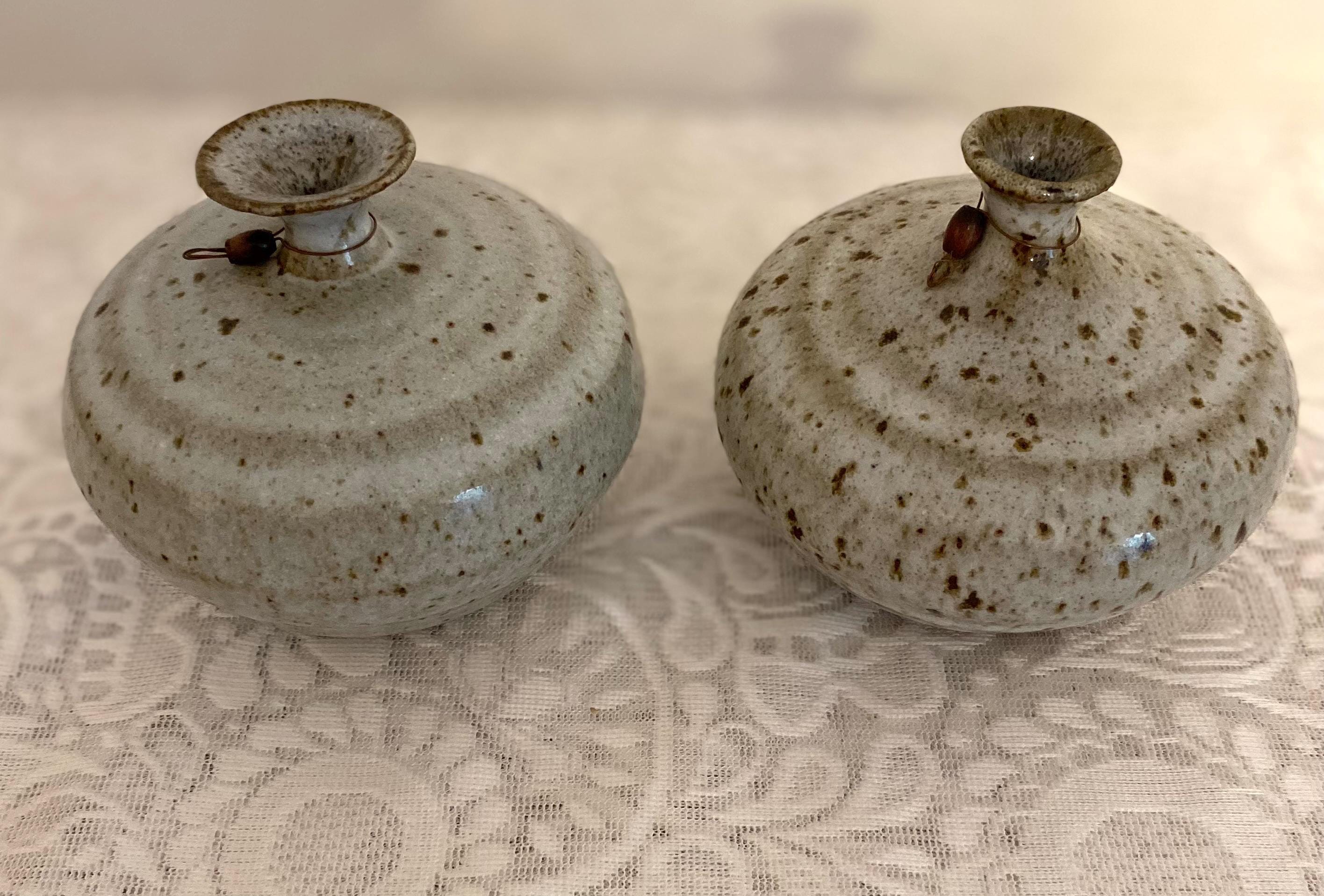 Glazed Pottery Bud Vases by Butler, Set of Two - Etsy