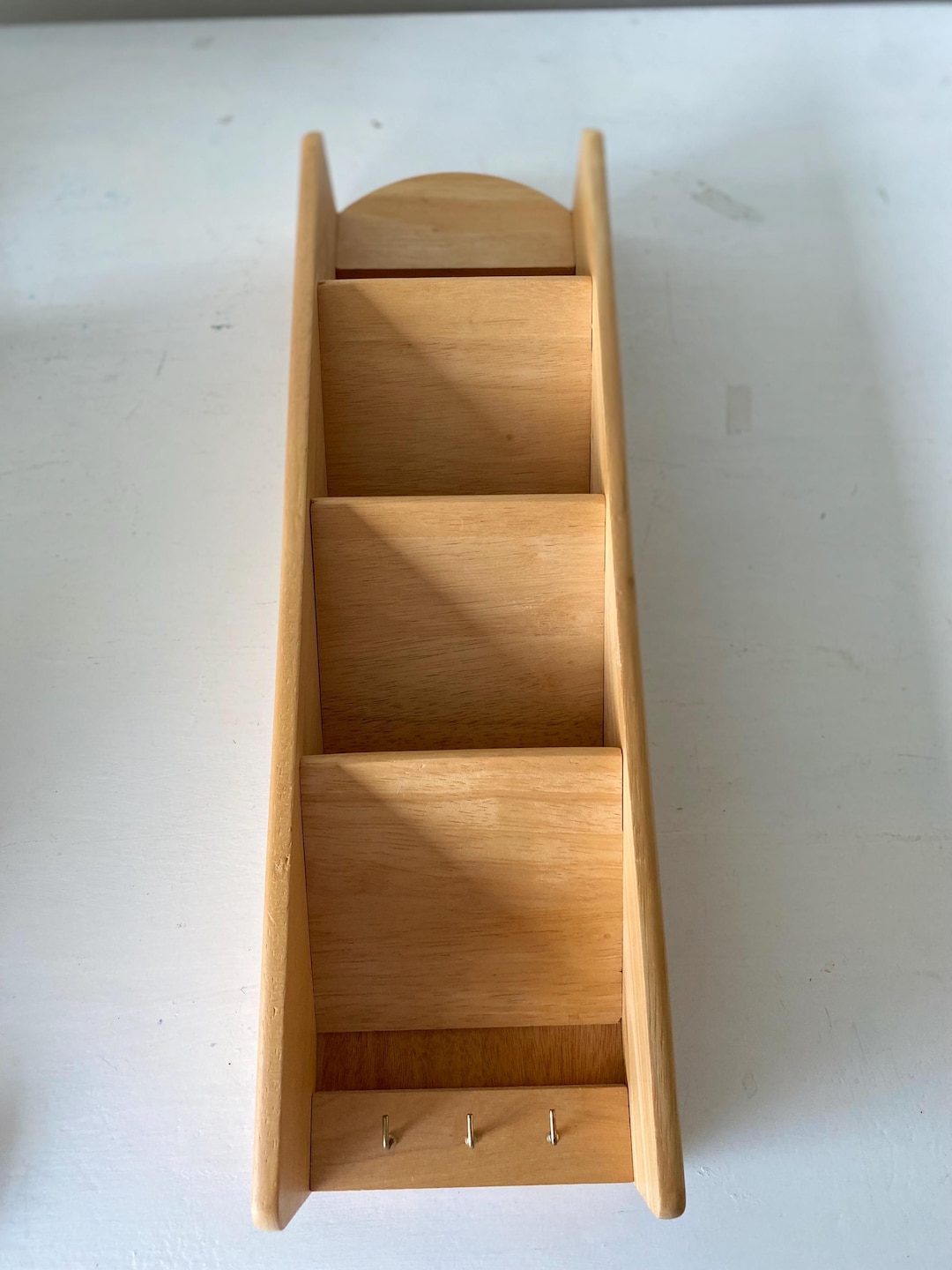 Vintage Wooden Mail Organizer, Letter and Bills Holder, Wall Hanging ...