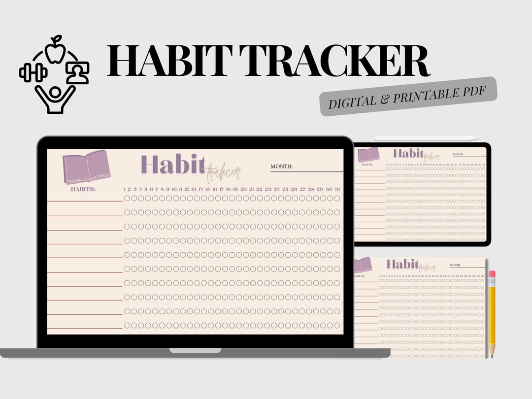 Habit Tracker Template for 30 Day Habit Challenge | Printable PDF ...