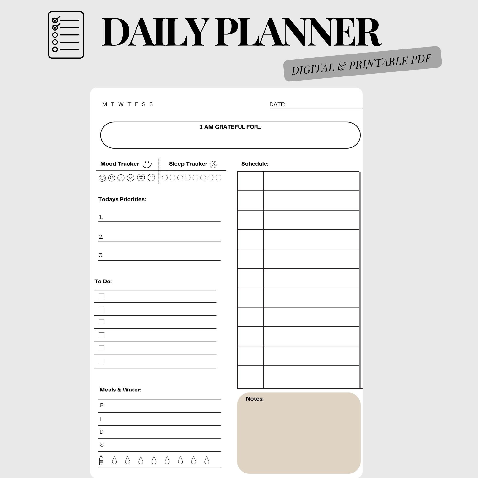 7 Day Planner Printable, Daily Planner & To-do List, Work and Personal ...