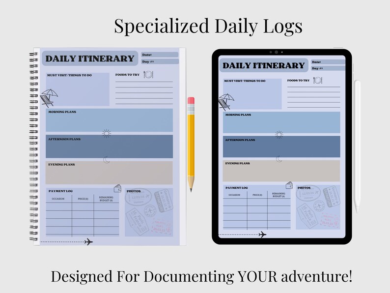 Printable Travel Planner Kit: Digital Journal, Itinerary Template ...