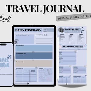 Printable Travel Planner Kit: Digital Journal, Itinerary Template ...