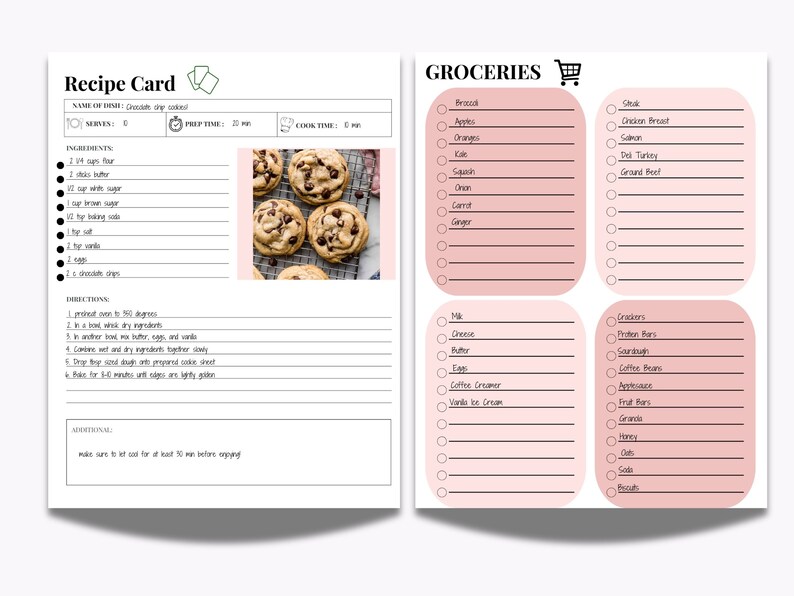 Digital & Printable Weekly Meal Planner With Grocery List Template ...
