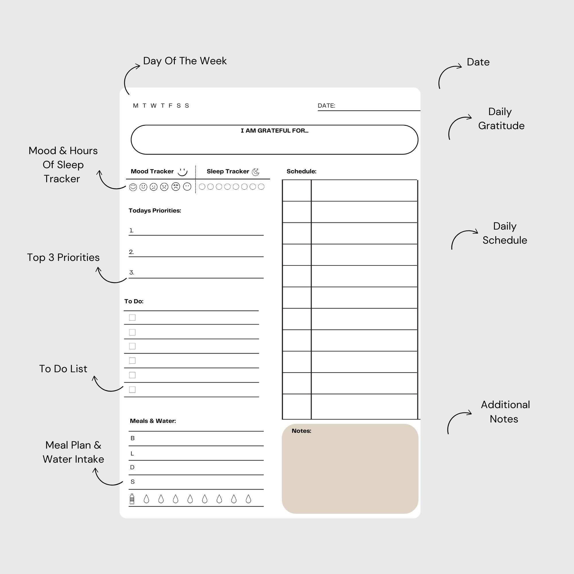 7 Day Planner Printable, Daily Planner & To-do List, Work and Personal ...