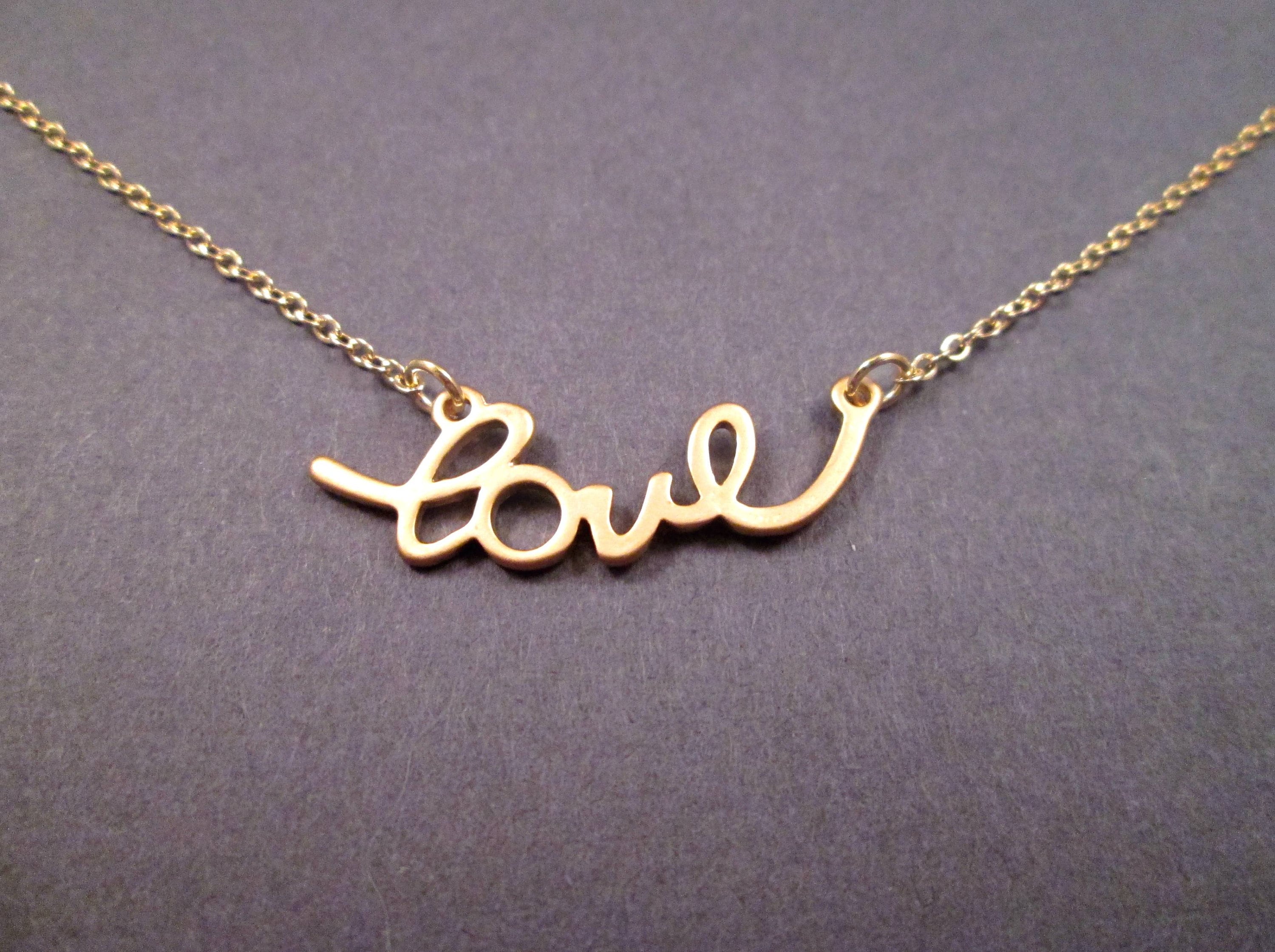 LOVE Necklace Romantic Gift Pendant Necklace Gold Chain | Etsy