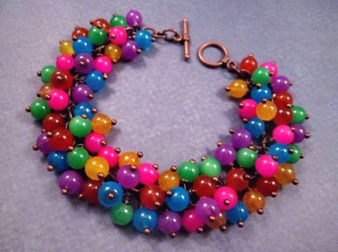 Copper Cha Cha Bracelet Rainbow Glass Beaded Bracelet Wire - Etsy