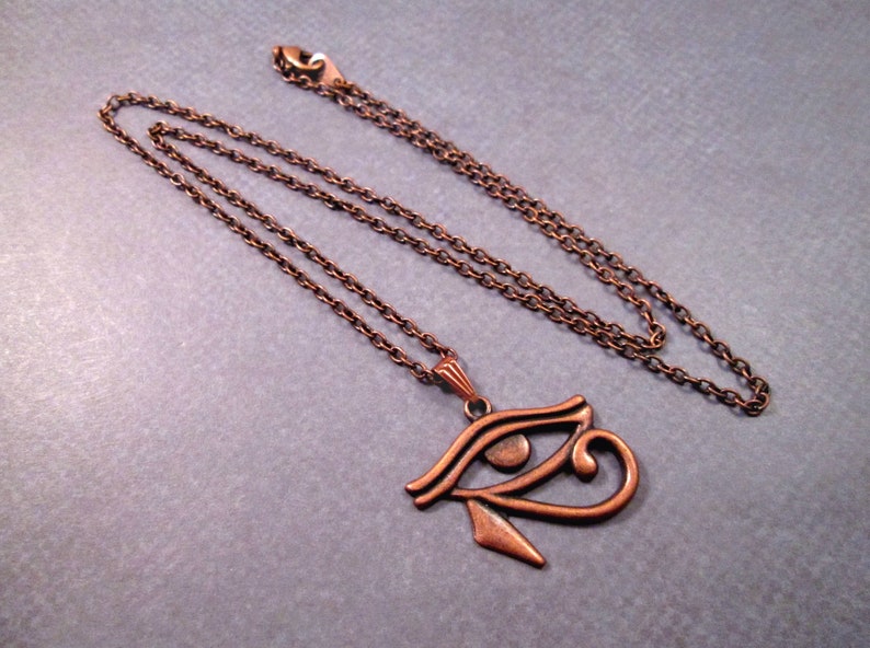 Egyptian Eye Necklace Eye of Horus Pendant Copper Chain - Etsy