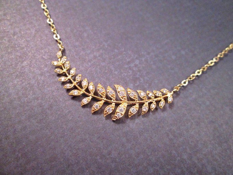 Leaf Vine Necklace Cubic Zirconia Pendant Gold Chain | Etsy Leaf Vine Necklace Cubic Zirconia Pendant Gold Chain | Etsy