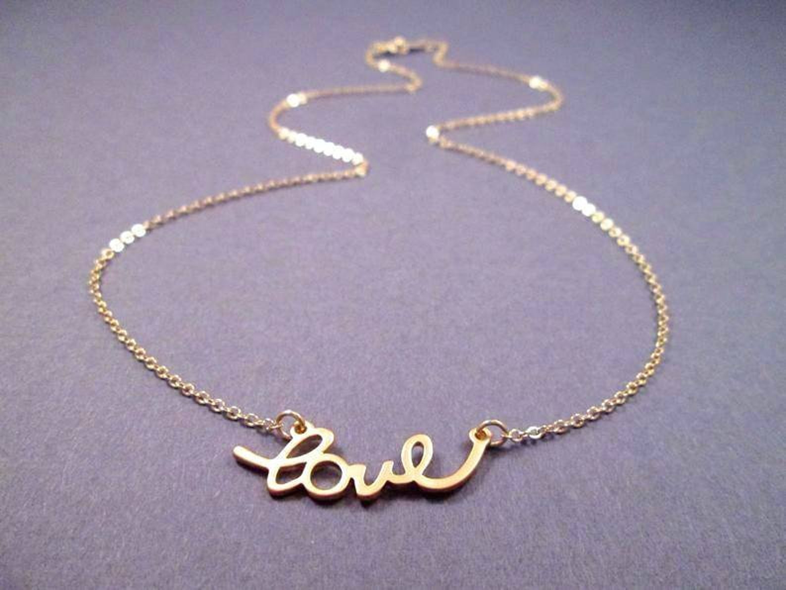 LOVE Necklace Romantic Gift Pendant Necklace Gold Chain | Etsy