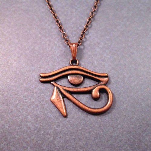 Egyptian Eye Necklace Eye of Horus Pendant Copper Chain - Etsy