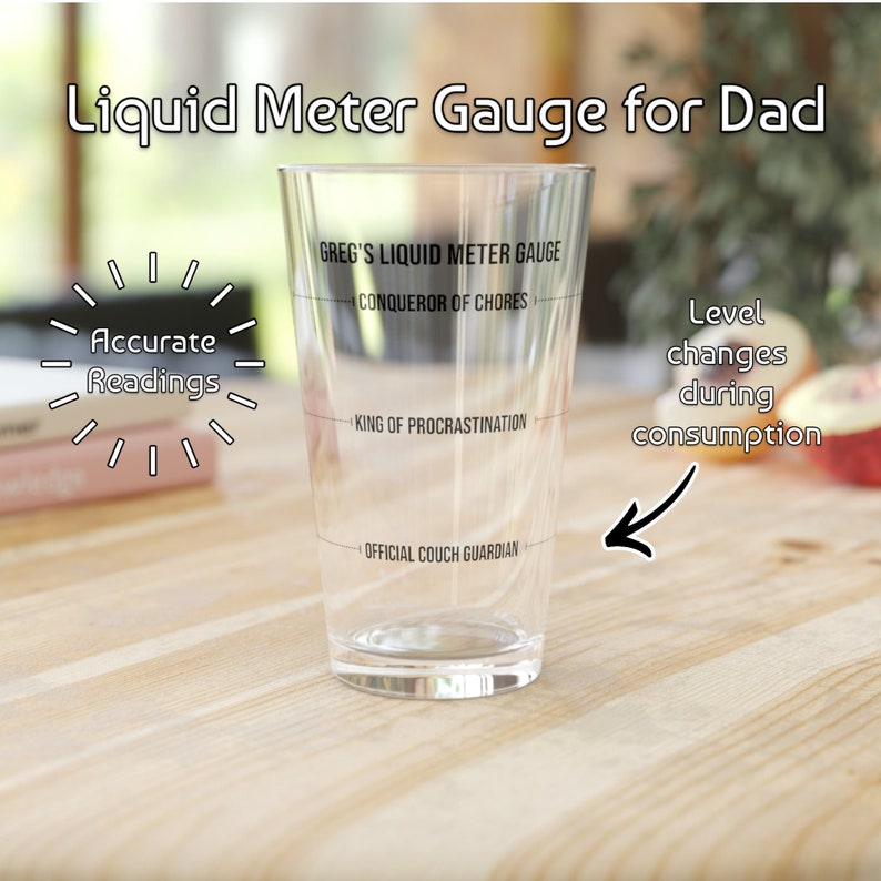 Official Father's Day Liquid Meter Gauge, Personalized Pint Glass for ...