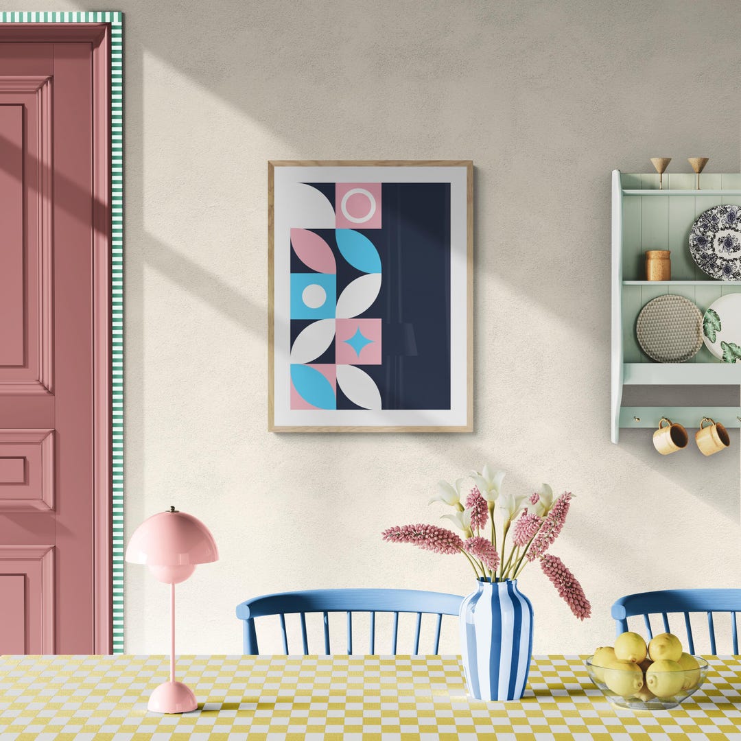 Trans Pride Bauhaus Abstract Art Print | Subtle LGBTQIA+ Decor (digital ...