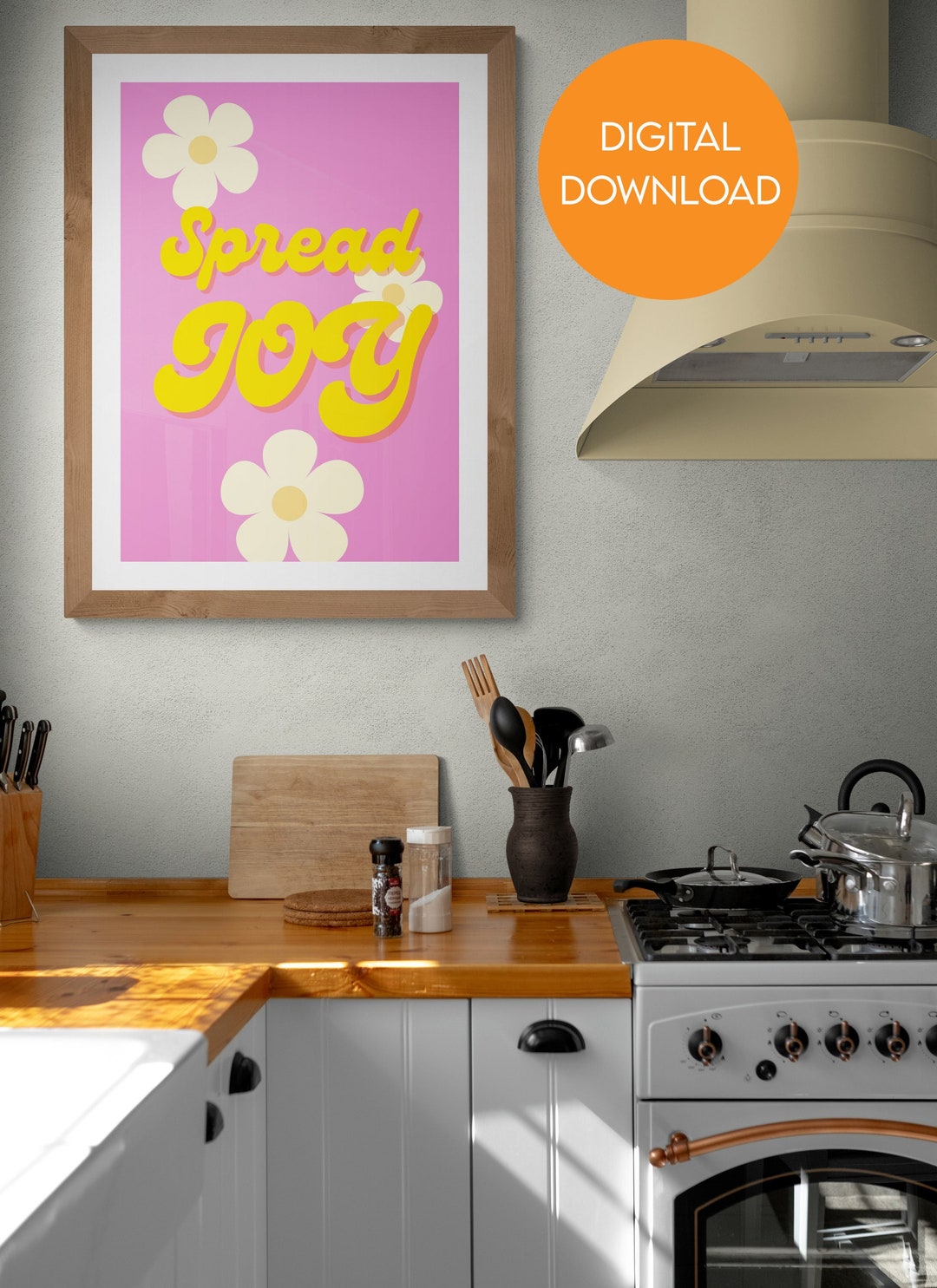 Spread Joy Digital Art Print, Downloadable Poster, Colourful Bright ...