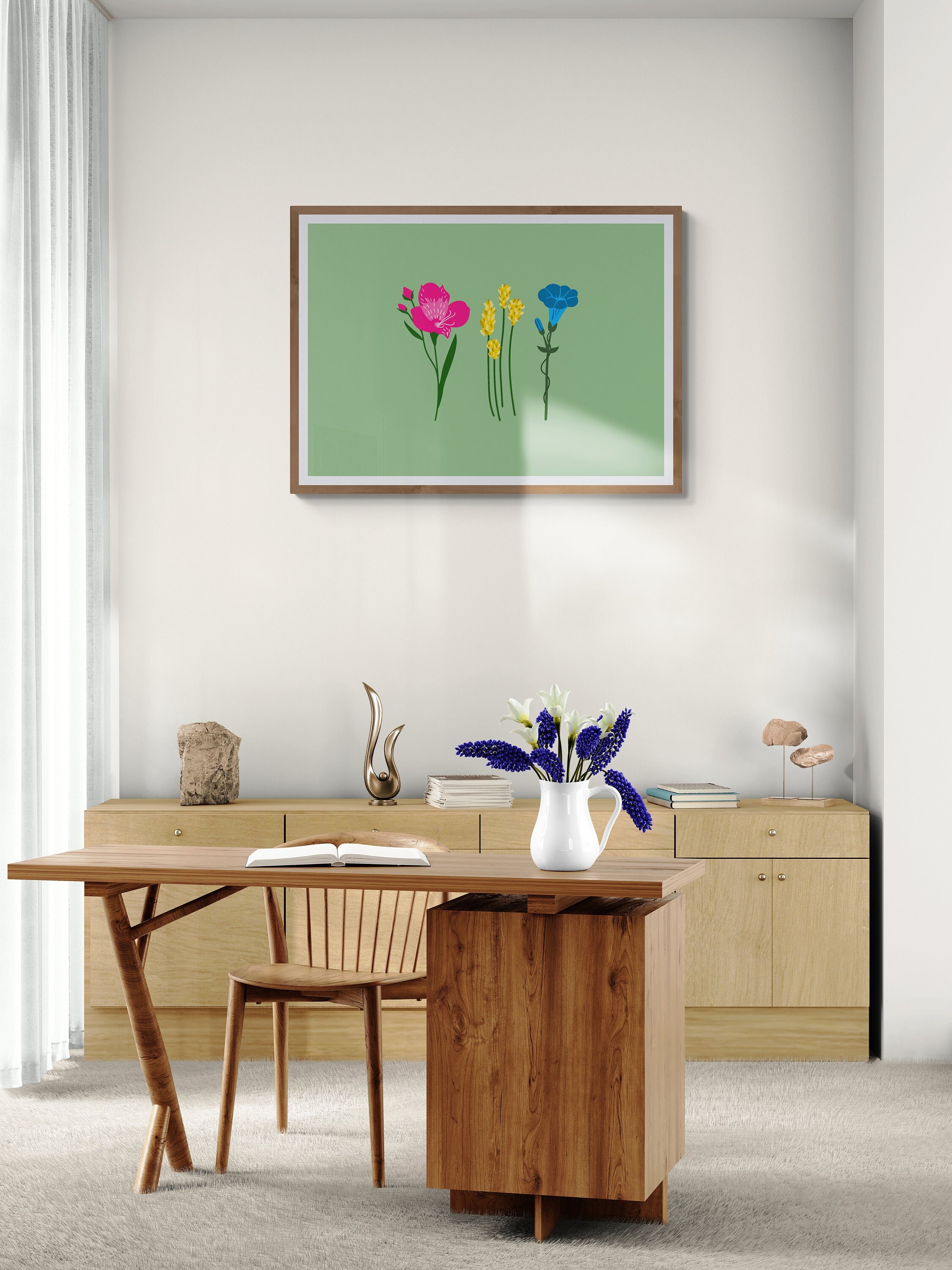 Pansexual Pride Floral Art Print | Subtle LGBTQ+ Wall Decor (digital ...