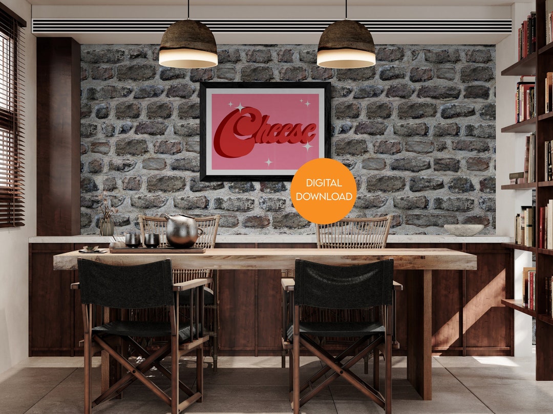 Cheese Digital Art Print, Downloadable Poster, Modern Pink Colourful ...