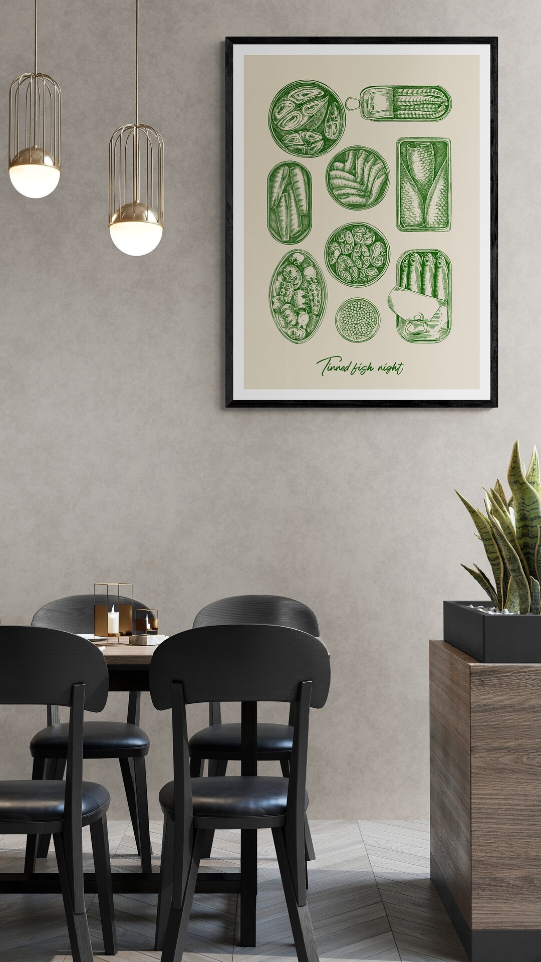 Tinned Fish Night Digital Art Print, Downloadable Poster, Colourful ...