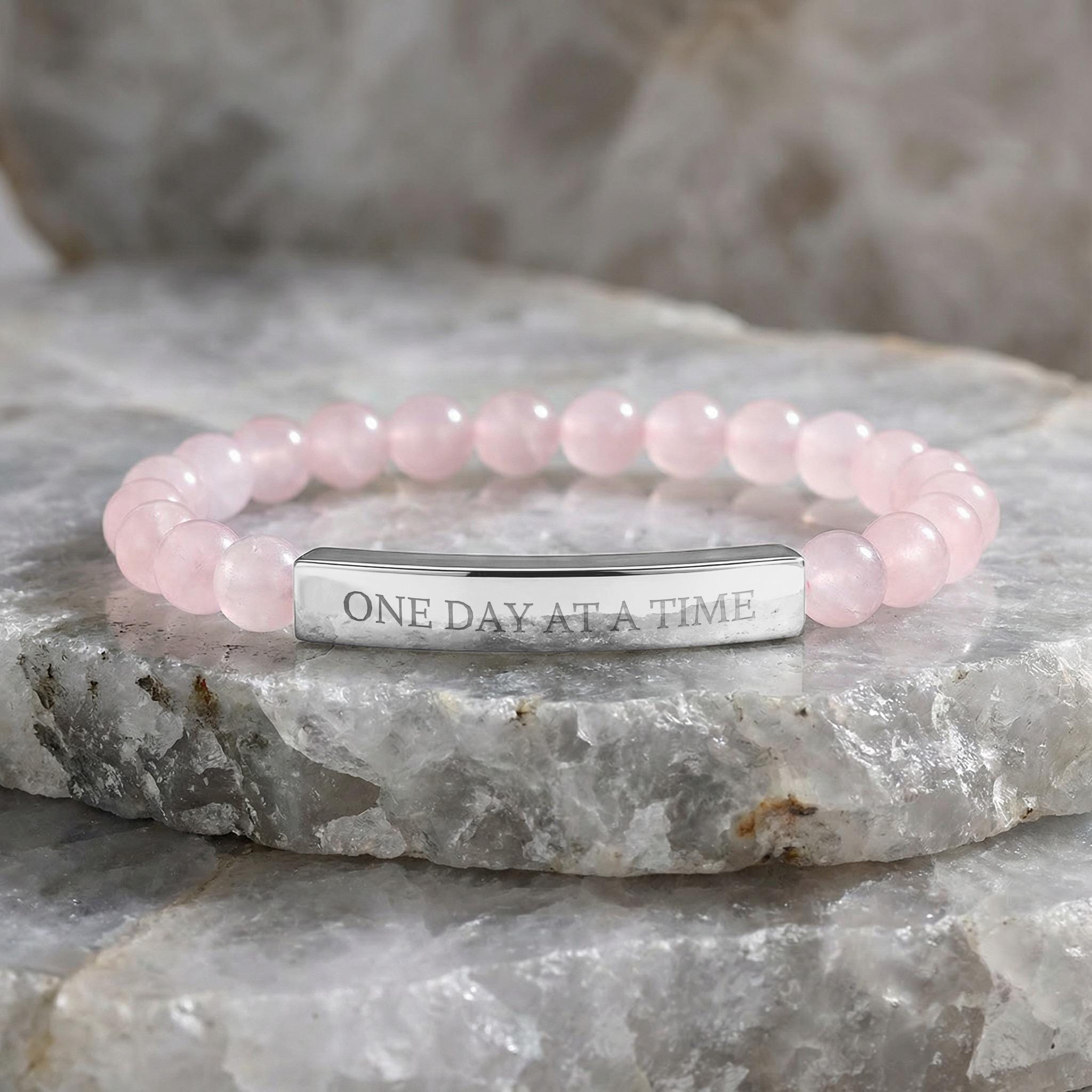 Engraved Stainless Steel Bracelet, One Day at A Time, Personalized ...