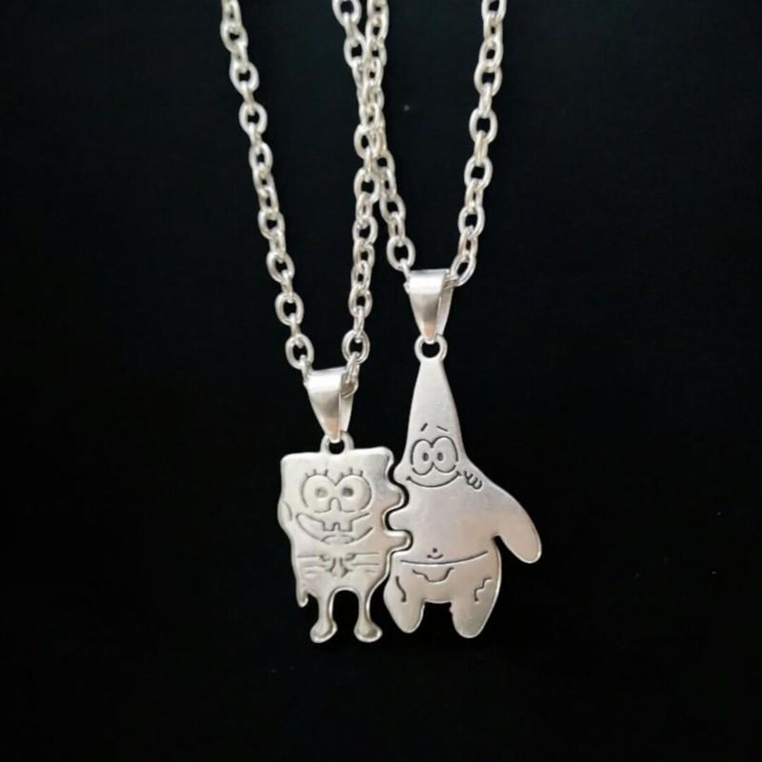 Couple Pendant Necklace Cute Spongebob & Patrick Star Design Titanium ...