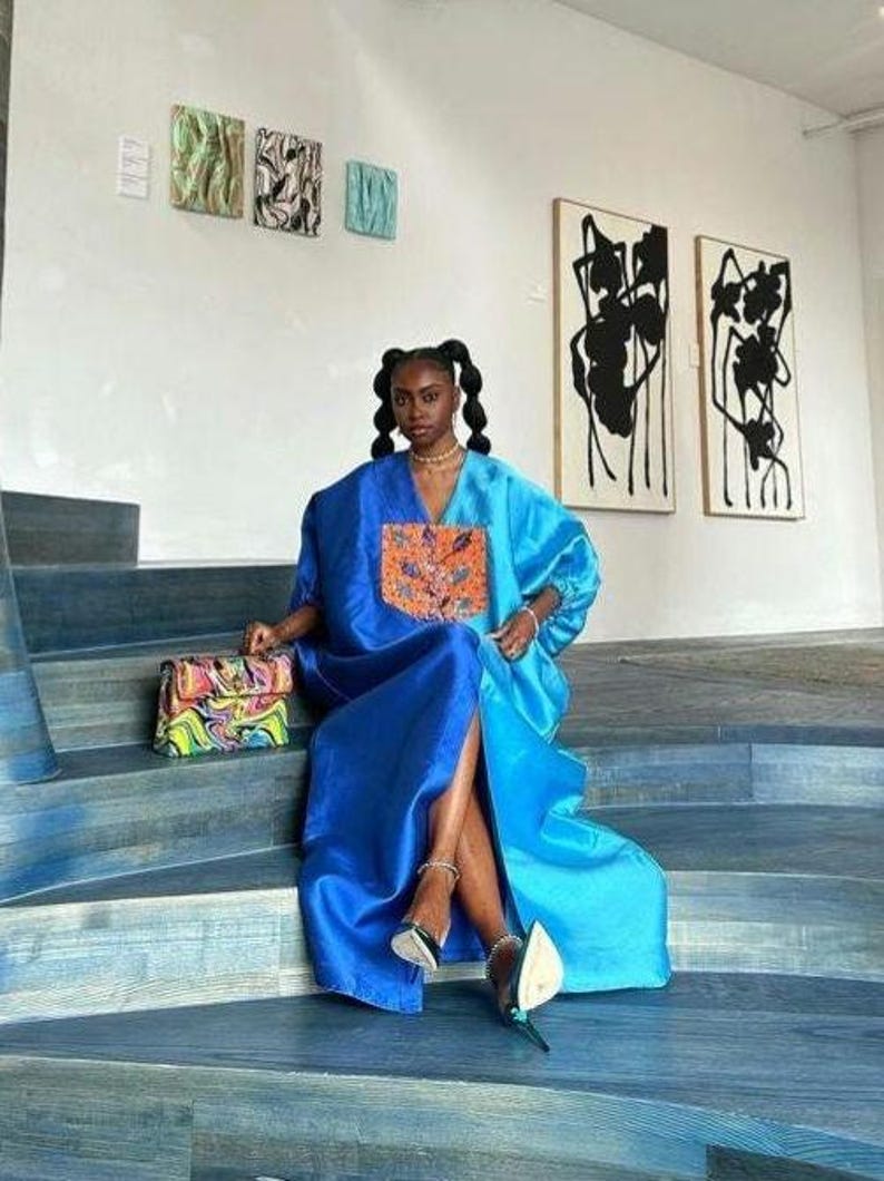 Mikado Silk Bubu Dress, Two Toned Mikado Bubu Kaftan for Women, Long ...