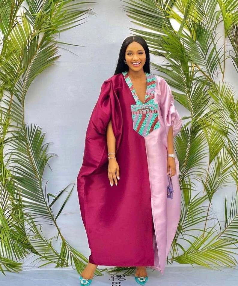 Mikado Silk Bubu Dress, Two Toned Mikado Bubu Kaftan for Women, Long Dress, Rich Aunty Vibes ...