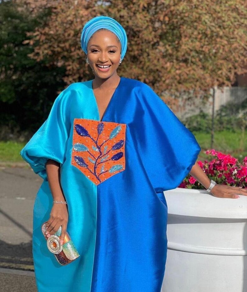 Mikado Silk Bubu Dress, Two Toned Mikado Bubu Kaftan for Women, Long ...