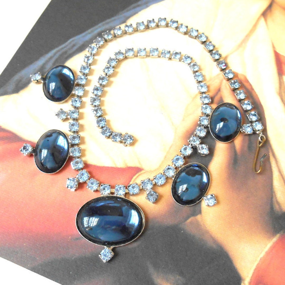 Vintage Swarovski Light Azore Crystal Choker Necklace Baby Blue Crystal ...