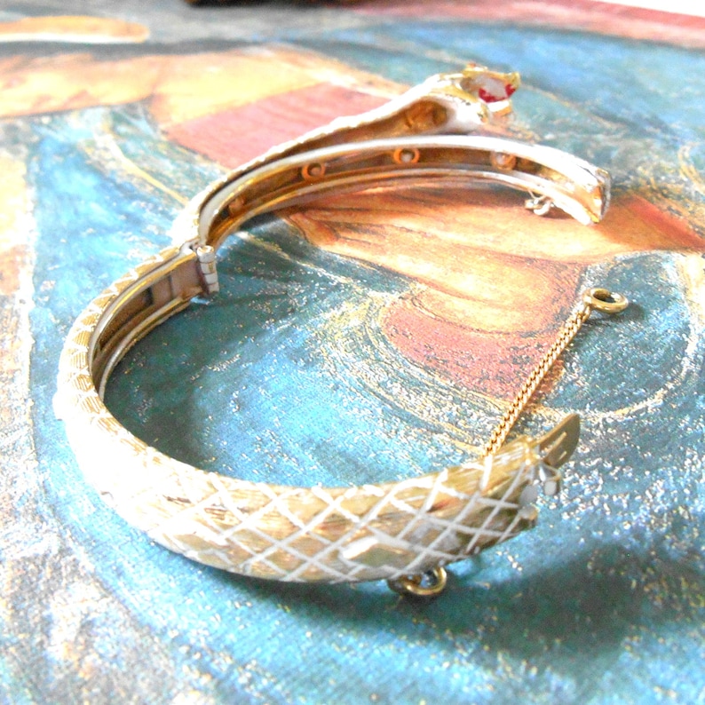 Vintage Signed ART White & Gold Snake Bracelet Arthur Pepper - Etsy