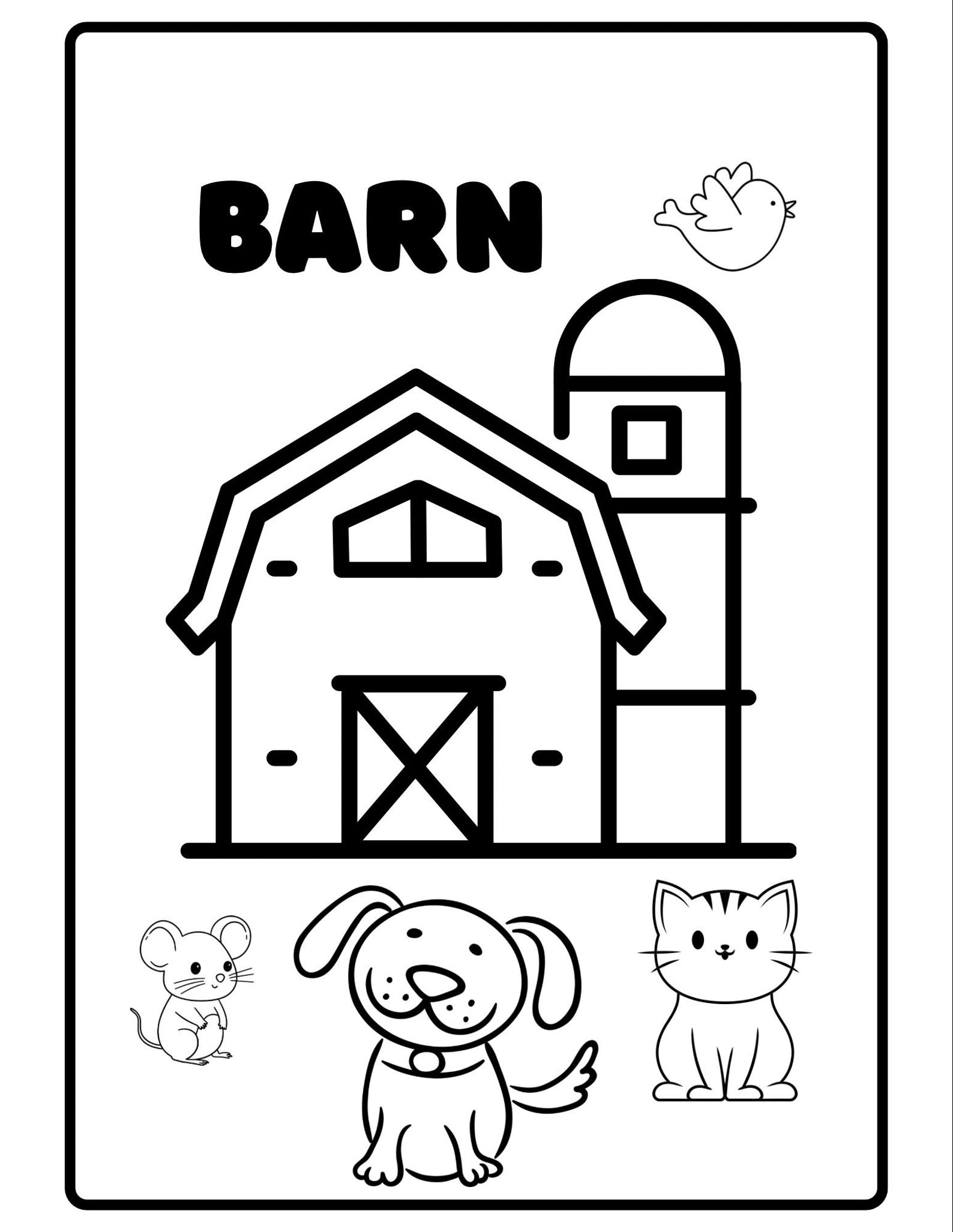 10 Page Farm Coloring Book Printable Download, Farm Animals, Preschool ...