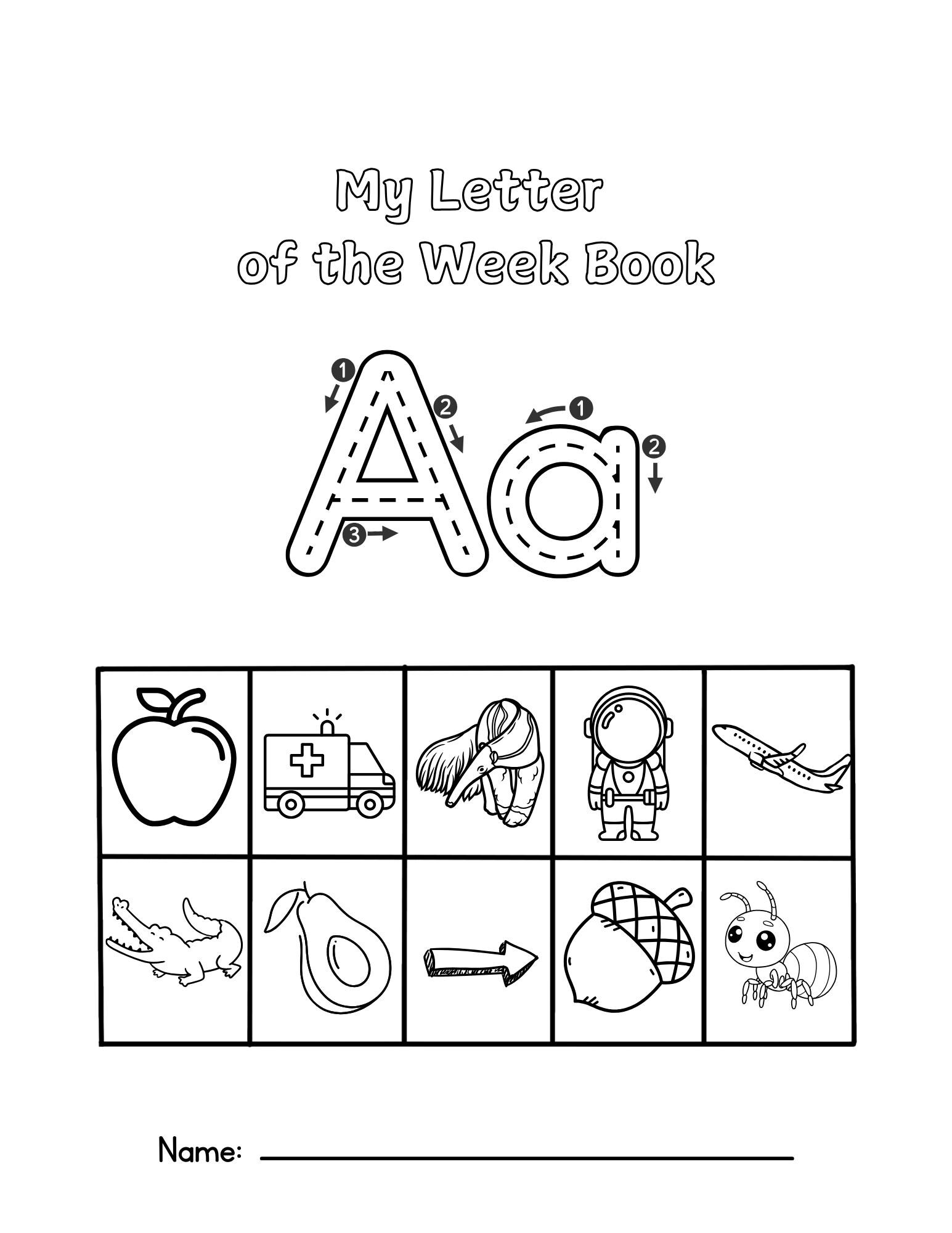 20 Page My Letter of the Week Book-letter Aa Preschool Home School Pre ...