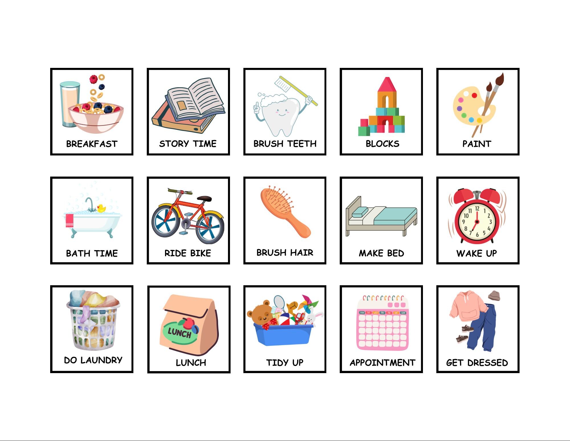 Visual Daily Routine Schedule for Toddlers & Preschoolers, Printable ...